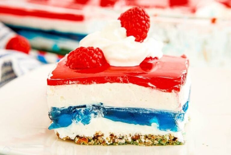 Red White and Blue Pretzel Salad | A Reinvented Mom