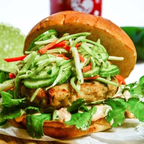 Asian Chicken Burgers (Bahn Mi Style) | A Reinvented Mom