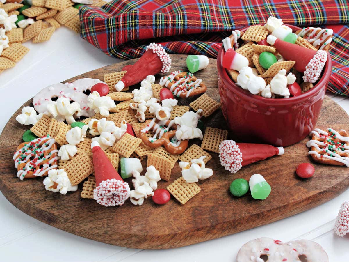 Christmas Snack Mix with Santa Hats | A Reinvented Mom